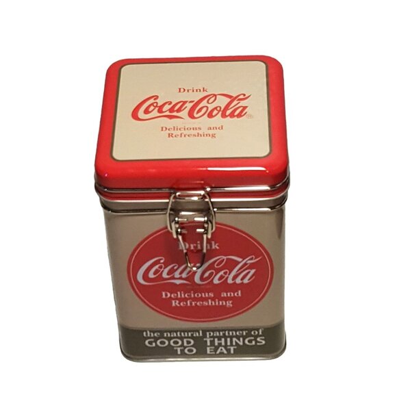 Tin Box Co | Accents | 25 Coke Cocacola Tin Box Company Canister Latch ...